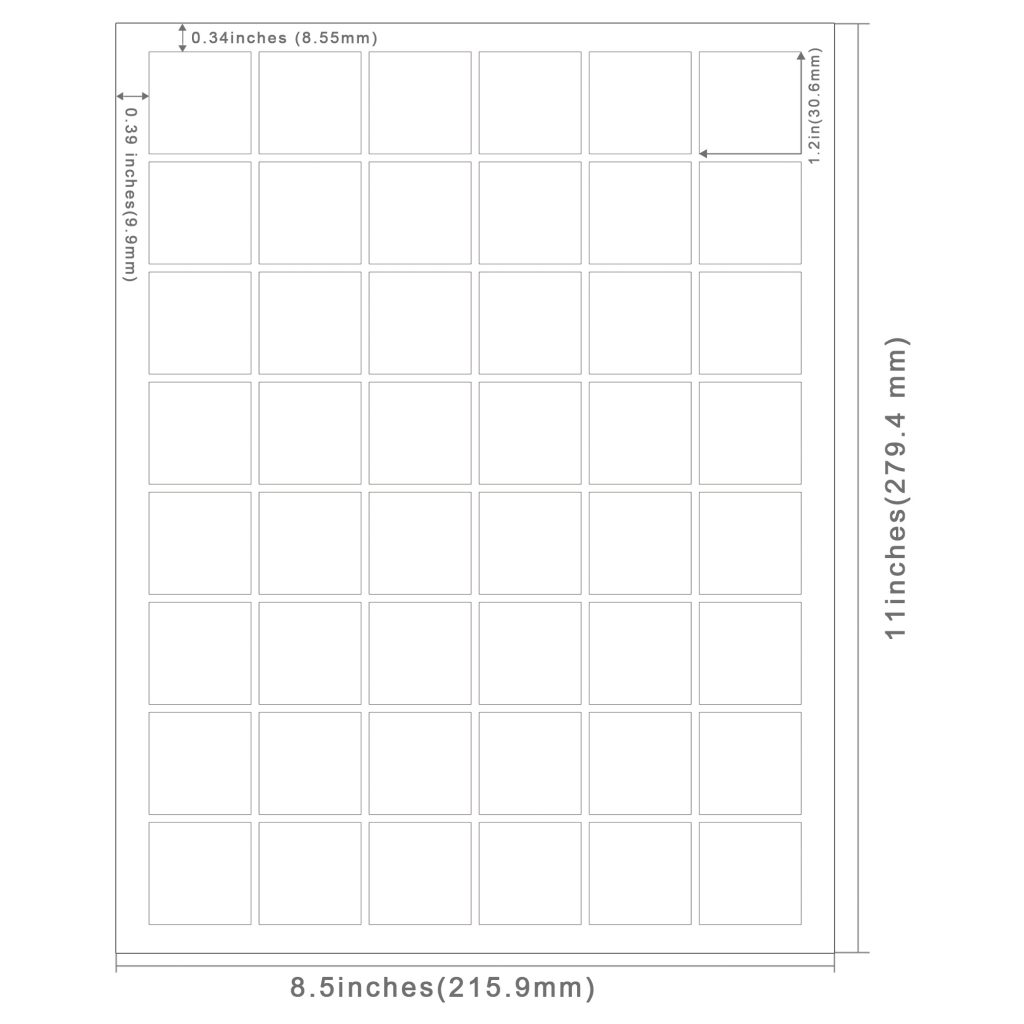 Mr-Label – Removable Self- Adhesive Square Labels – US Letter Sheet ...