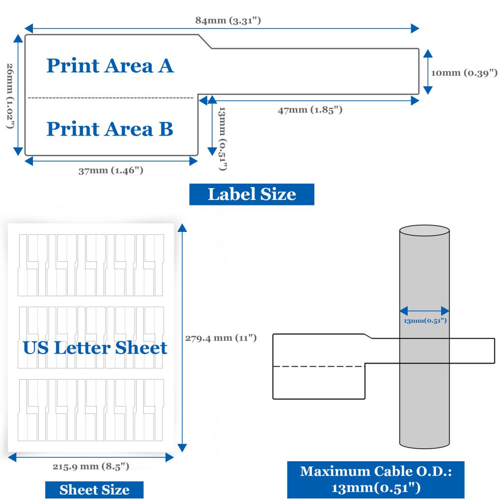 Mr-Label US letter Sheet Self-adhesive Cable Label – Waterproof | Tear ...
