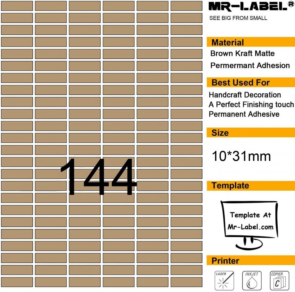 Mr-Label Extra Small Size Blank Kraft Labels –A4 Sheet – Self Adhesive ...