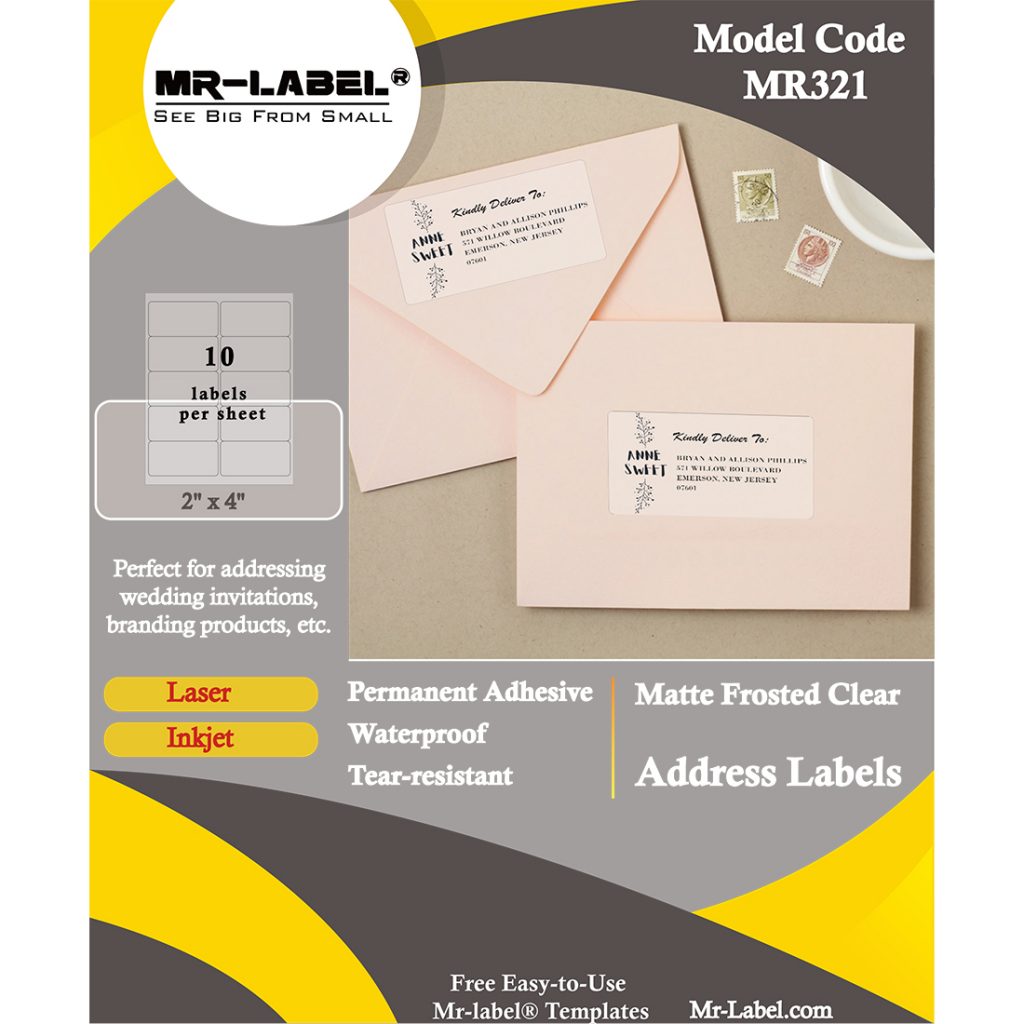 Mr-Label 2″ x 4″ Translucent Address Labels – Waterproof and Tear ...