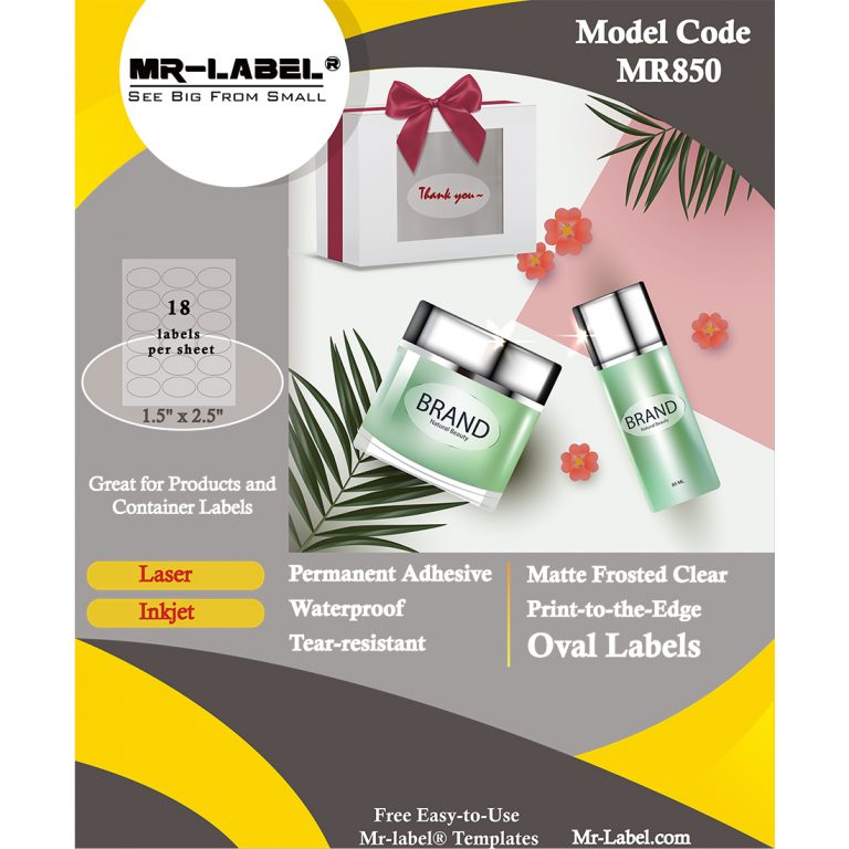 Mr-Label 1.5″ x 2.5″ Translucent Oval Labels – Waterproof and Tear ...