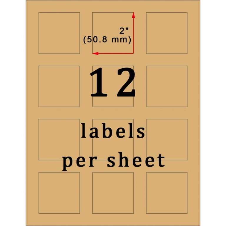 Mr-Label 2″ x 2″ Square Labels Kraft Brown Labels – for Inkjet & Laser ...