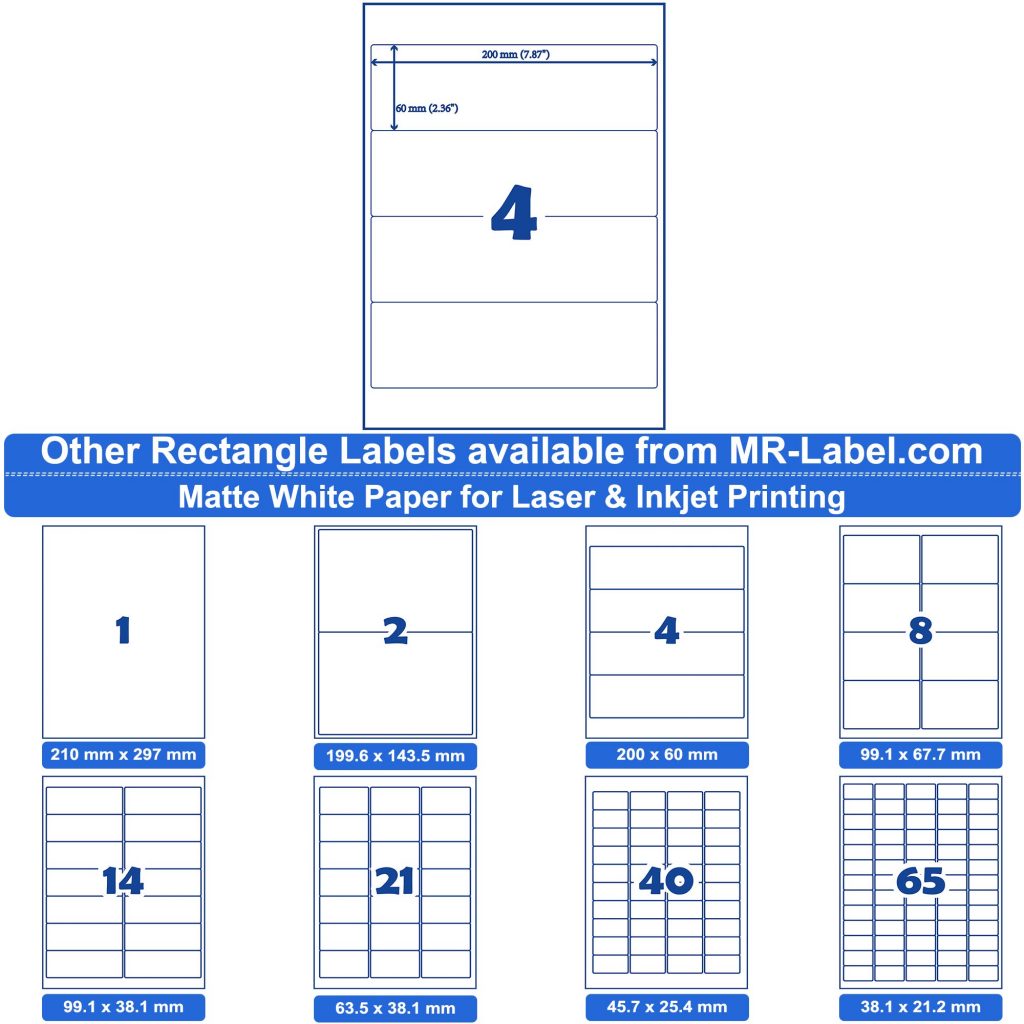 Mr-Label 200 x 60 mm Matte White Lever Arch File Labels – Self-Adhesive ...