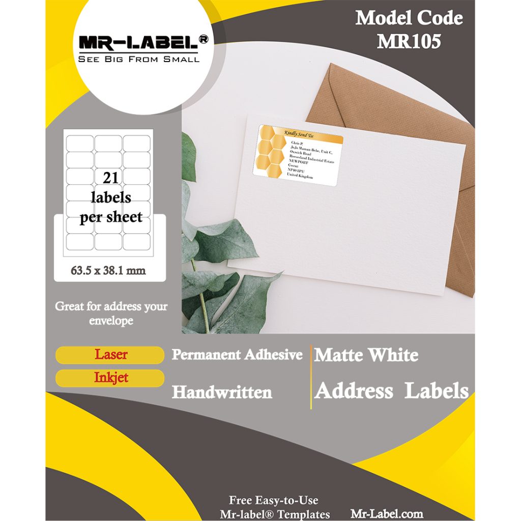Mr-Label 200 x 60 mm Matte White Lever Arch File Labels – Self-Adhesive ...