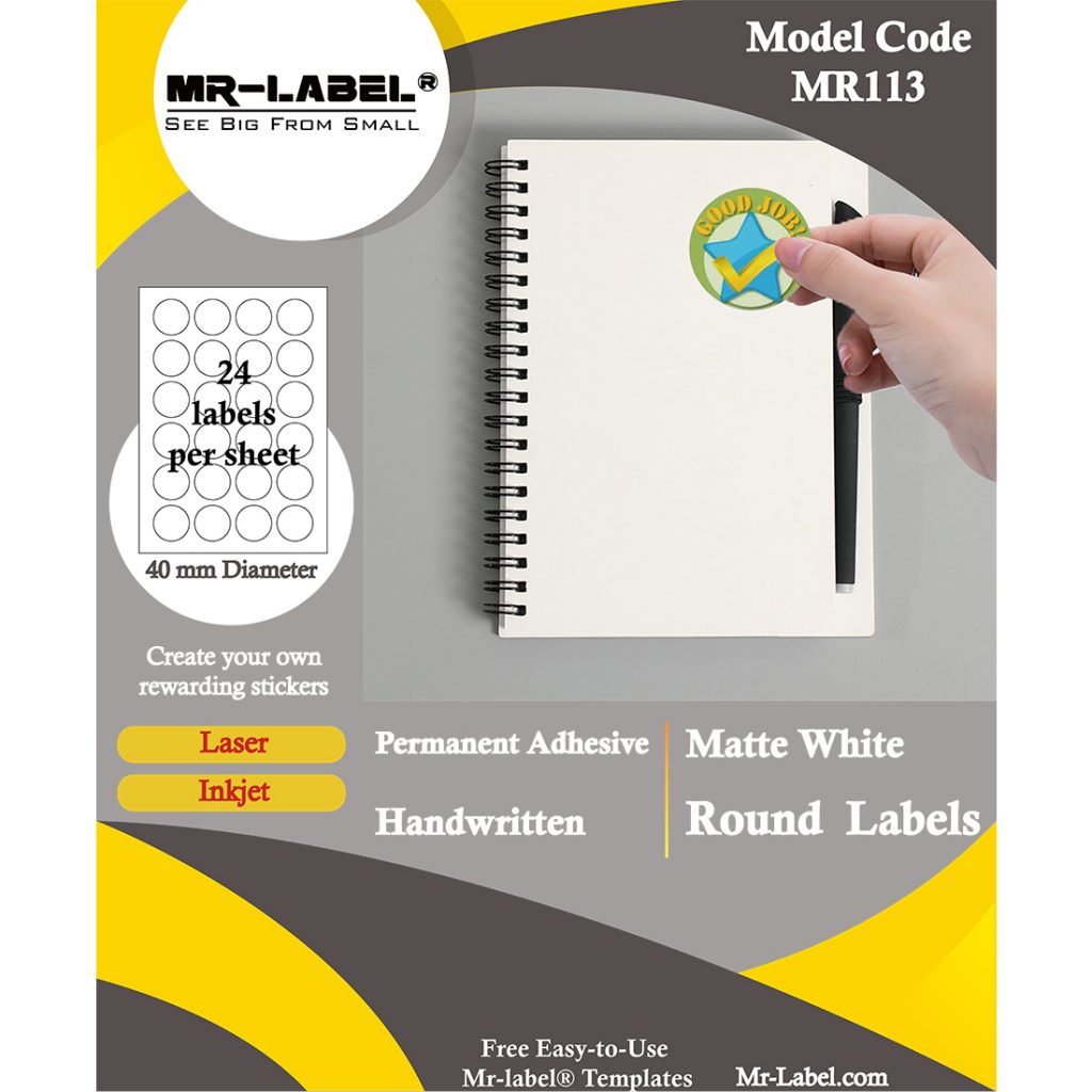 Mr-Label Φ 40 mm White Round Label – as Reward Stickers | School ...
