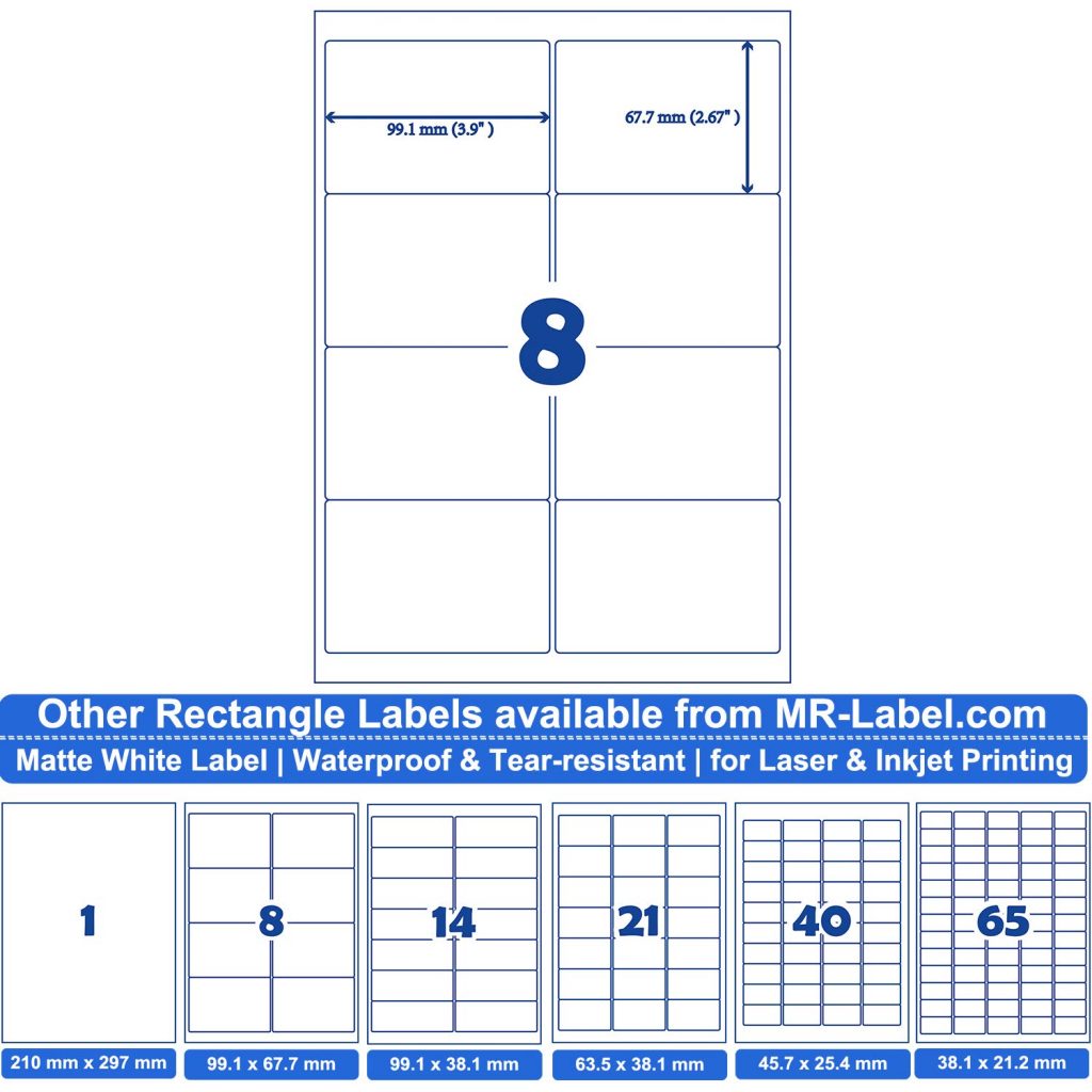 Mr-Label 99.1 x 67.7 mm Matte White Parcel Shipping Labels – Self-Adhesive Blank Labels for ...