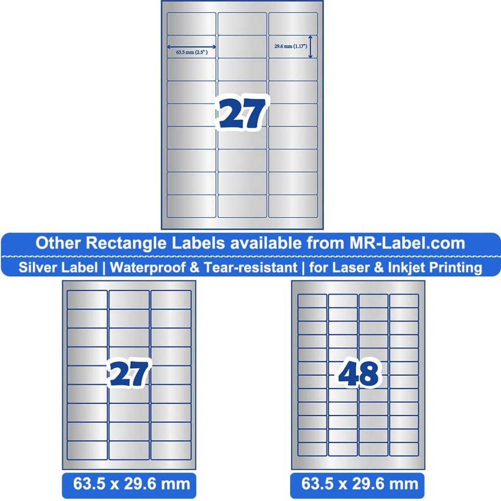 Mr-Label 63.5 x 29.6 mm Silver Asset Stickers – Self-Adhesive Heavy ...