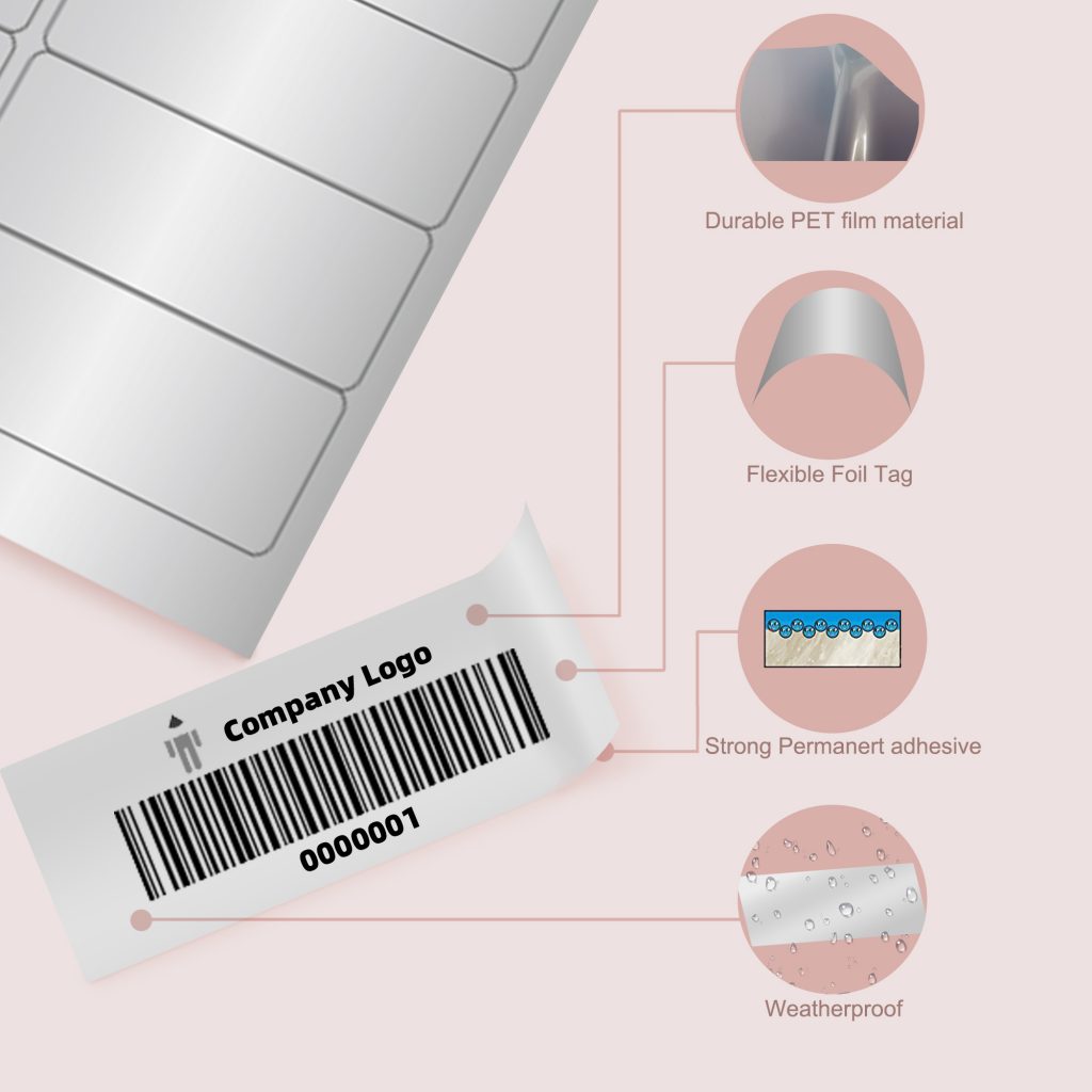 Mr-Label 45.7 x 21.2 mm Silver Asset Stickers – Self-Adhesive Heavy ...