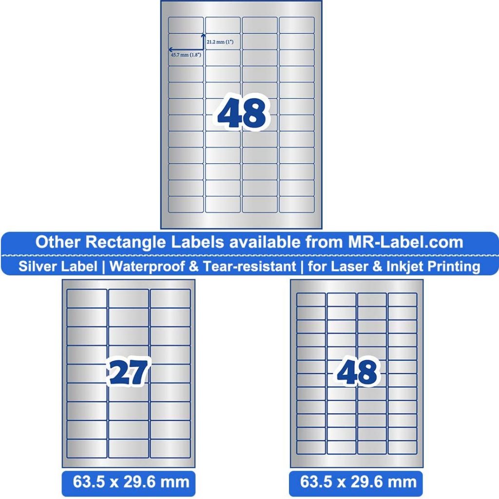 Mr-Label 45.7 x 21.2 mm Silver Asset Stickers – Self-Adhesive Heavy ...