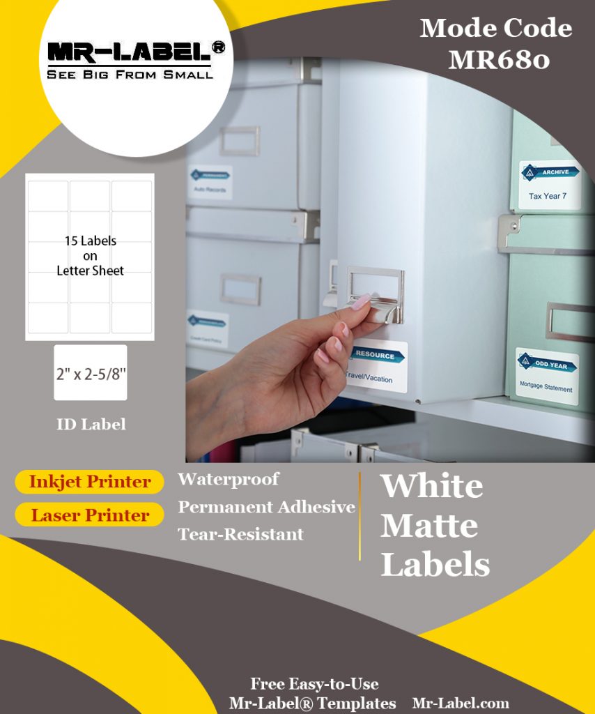 Mr-Label 2″ x 2-5/8″ Matte White ID Labels – Personalized Jar Labels ...