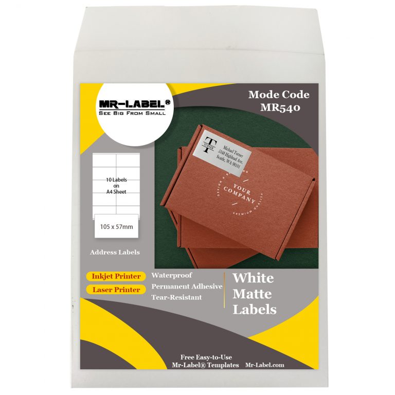 Mr-Label -105 x 57mm Matte White Address Labels – Permanent Adhesive ...