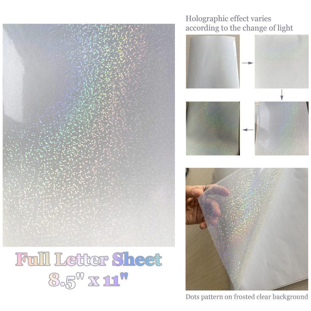 Mr-Label – 8.5″x11″ Dots Holographic Pattern Frosted Clear Label ...